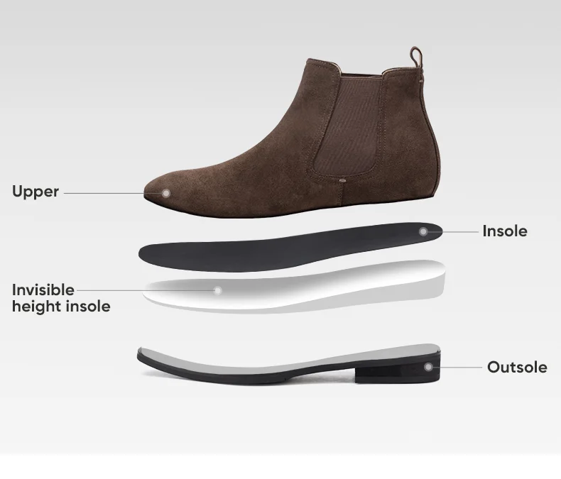 Height Increasing Boots - Mens Elevator Boots - Coffee Suede Leather ...