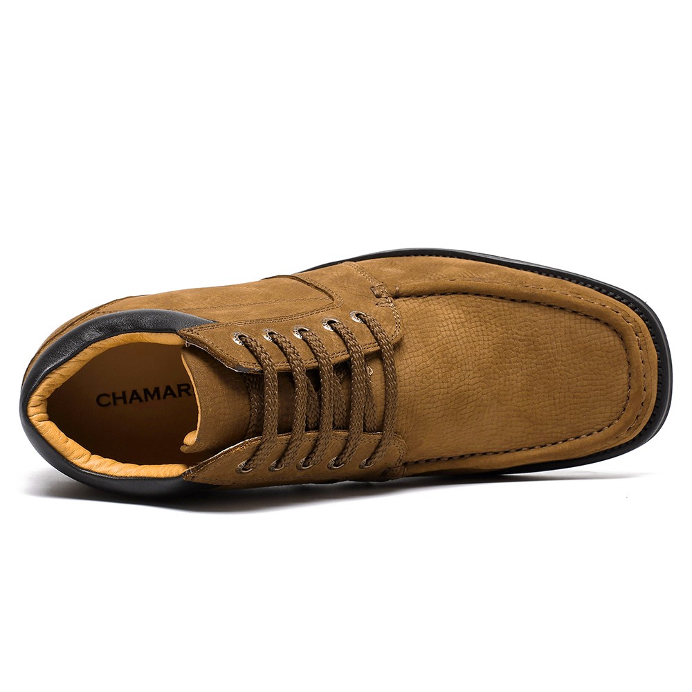 Bote haute en Cuire Chaussure a Talonette homme semelle haute