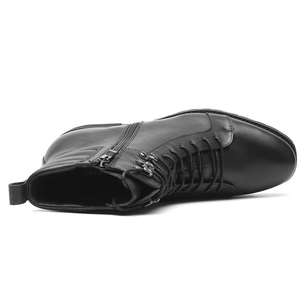 Chamaripa Black Tall Men Boots Elevator Boots For Men Motorcycle Boots ...