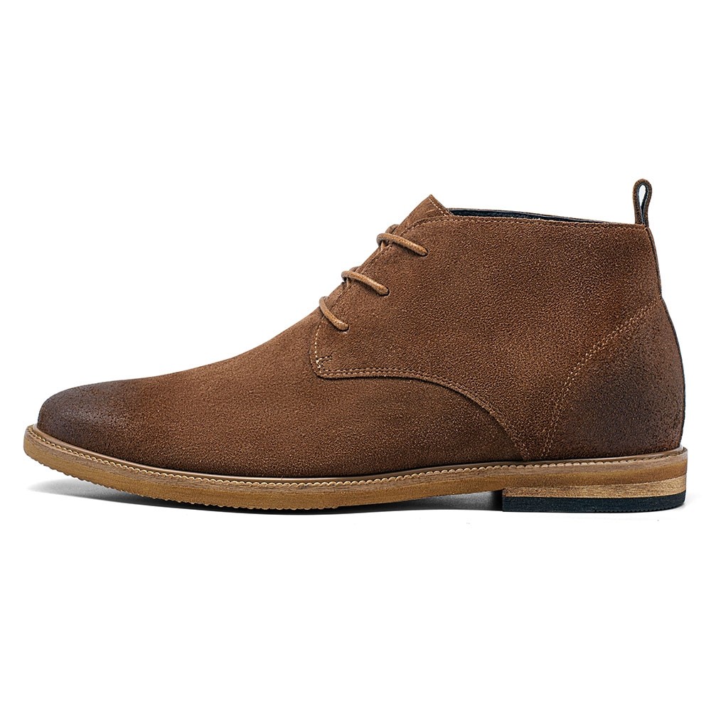 Height Increasing Boots - Raised Heel Shoes - Brown Suede Leather Ankle ...